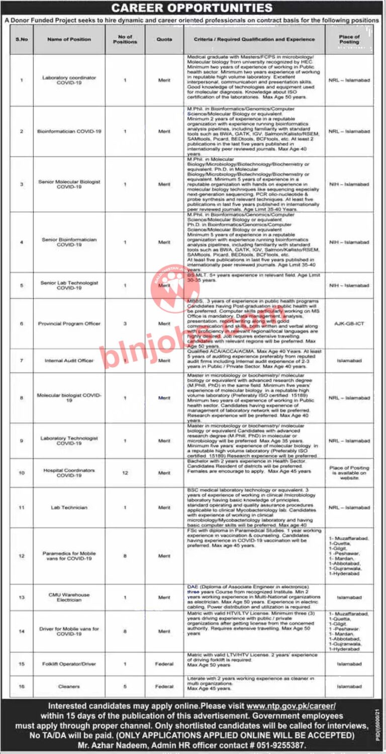 National TB Control Program NTP Jobs 2022 - Balochistan Jobs