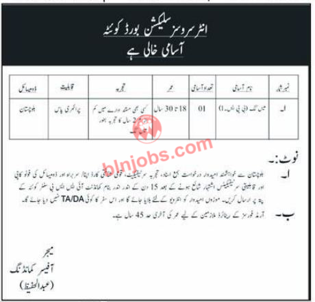 Inter Services Selection Board ISSB Quetta Jobs 2022 - Balochistan Jobs