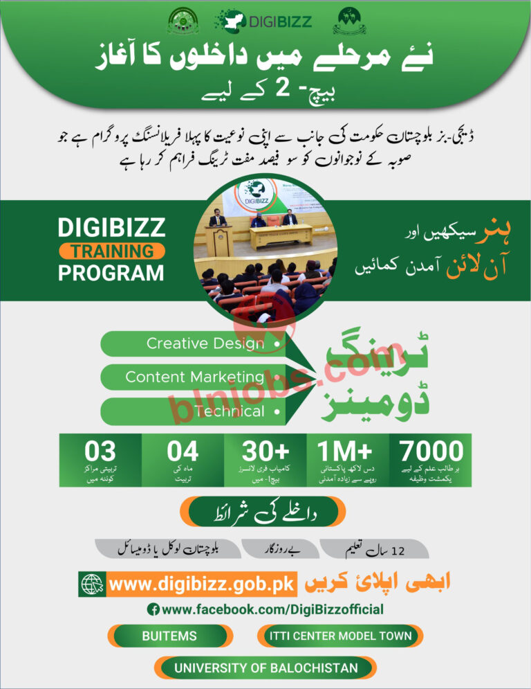 Digibizz Balochistan Freelancing Program Admission 2022 - Balochistan Jobs
