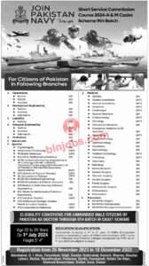 Join Pakistan Navy Jobs Through SSC Course 2024-A & M Cadet Scheme 9th ...