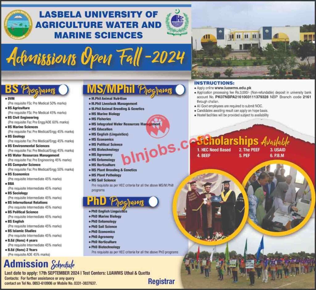 Lasbela University Of Agriculture, Water & Marine Science LUAWMS Uthal ...